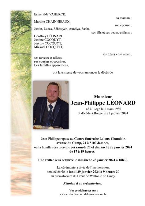Jean Philippe LÉonard 22 01 2024 In Gedachten