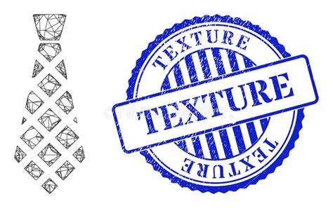 Rubber Texture Badge And Hatched Checkered Tie Mesh Stock Vector