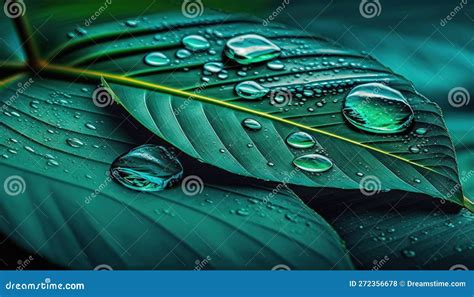 A Green Leaf With Water Droplets On It S Leaves Stock Illustration