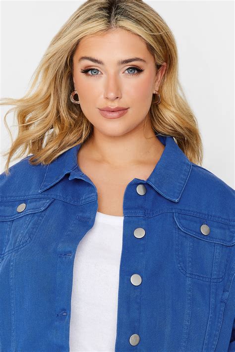 Yours Plus Size Cobalt Blue Cropped Denim Jacket Yours Clothing