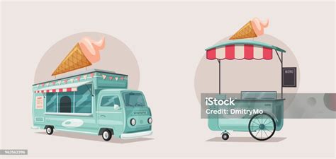 길거리 음식이 나 아이스크림 업체 트럭입니다 만화 벡터 일러스트 레이 션 거리에 대한 스톡 벡터 아트 및 기타 이미지 거리 고풍스런 공휴일 Istock