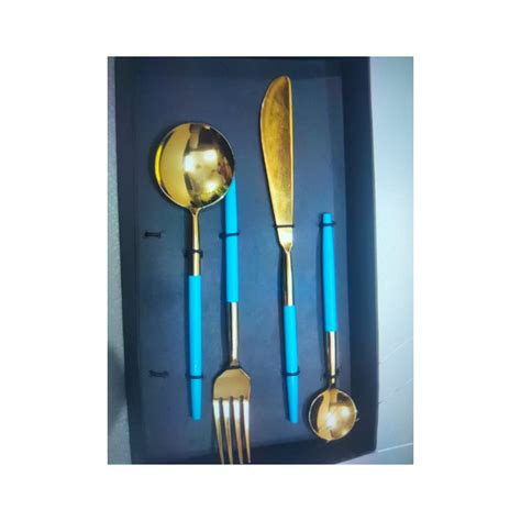 Metal Flatware Cutlery Set Of 4 With Meena Coating For Daily Uses Home