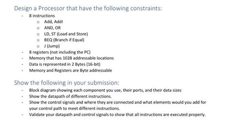 design a processor that have the following