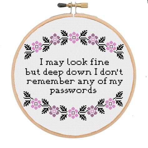 Funny I Dont Remember My Passwords Cross Sttich Completed Etsy