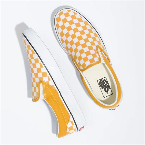 Original Vans Classic Slip On Theory Checkerboard Golden Yellow Bgsbali