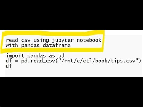 read csv using jupyter notebook with pandas dataframe - YouTube