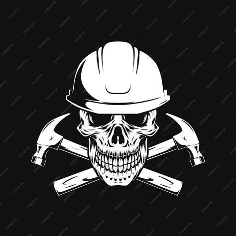Premium Vector Skull And Helmet Builder Skull
