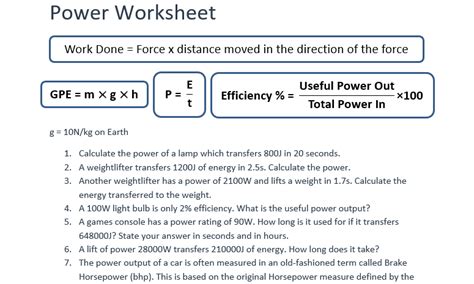 GCSE Energy Energy And Power Teaching Pack Teaching Resources