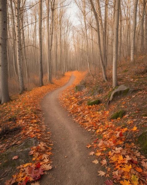 Forest Path With Fall Leaves And Soft Earth Ground Stock Image Image
