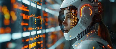 Premium Photo Robot AI Trader Analysing Stock Exchange Market Charts