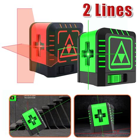휴대용 2 라인 레이저 레벨 셀프 레벨링 적색 및 녹색 빔 레이저 고정밀 수평 및 수직 크로스 라인 레벨링 Aliexpress