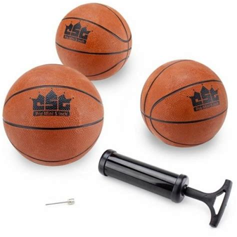 Crown Sporting Goods 바늘 및 팽창 펌프가 있는 미니 농구공 3개 세트 127cm5인치 티몬