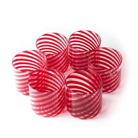 Murano Striped Glasses Red Glasses Handcrafted Italian Glasses