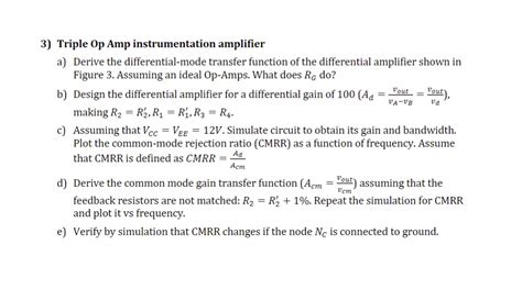 Solved 3 Triple Op Amp Instrumentation Amplifier A Derive