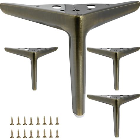 6 Inch 15cm Brushed Bronze Color Metal Furniture Legs Set Of 4 Modern