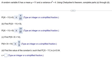 Solved A Random Variable X Has A Mean μ11 And A Variance