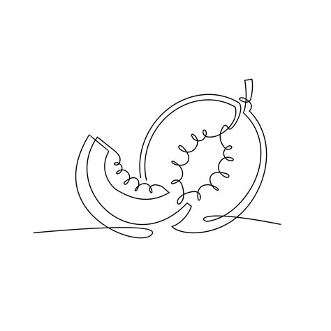 One Single Line Sliced Melon Logo Continuous 9515941 Vector Art At Vecteezy