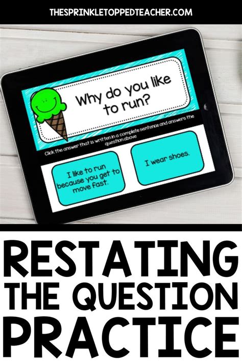 Restate The Question Activities For The Classroom Elementary Reading