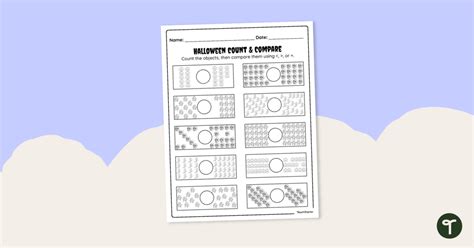 Halloween Comparing Numbers Worksheet Teach Starter