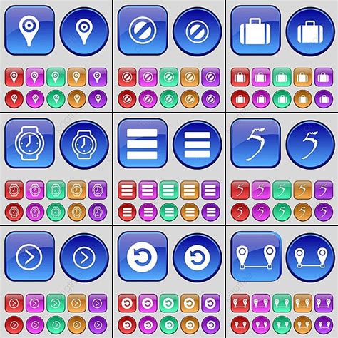 Multicolored Buttons For Navigation And Time Management Stop Reload