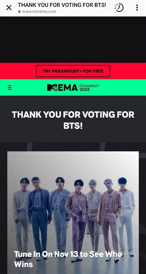 BTS Pak Official⁷l on Twitter Vote for BTS https instagram stories mtvema