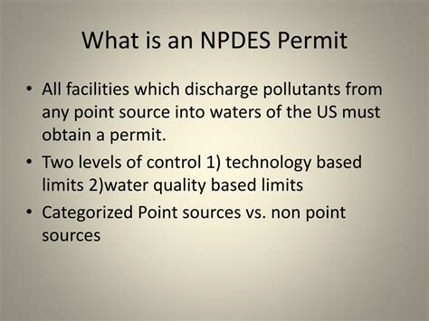 Ppt National Pollutant Discharge Elimination System Npdes Permit Powerpoint Presentation Id