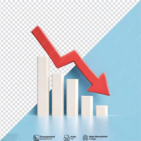 Premium Psd Decreasing Chart With Red Arrow Icon 3d Isolated On