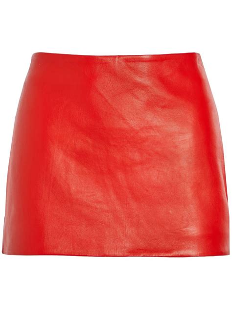 Retrofete Valerie Leather Miniskirt Red Editorialist