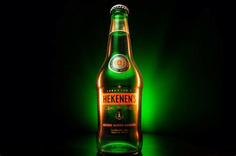 Premium Ai Image A Green Bottle Of Heinekens Beer Sits On A Dark