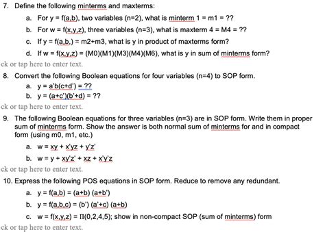 Solved 7 Define The Following Minterms And Maxterms A Chegg Com