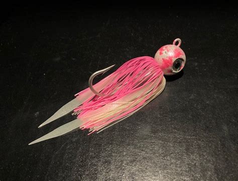 Fluke Flounder Gulp Ball Jigs Marbled Pearl Pink Shine With Mustad