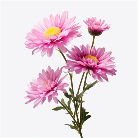 Premium AI Image There Are Three Pink Flowers In A Vase On A White