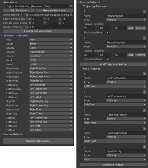 Creating An Animation Database MMData Motion Matching