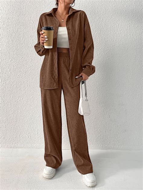 Casual Eenkleurig Dames Tweedelige Outfits Voorpand Met Knoopjes