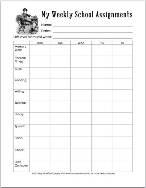 Editable Printable Weekly Assignments 2 Pages Amy G Lee