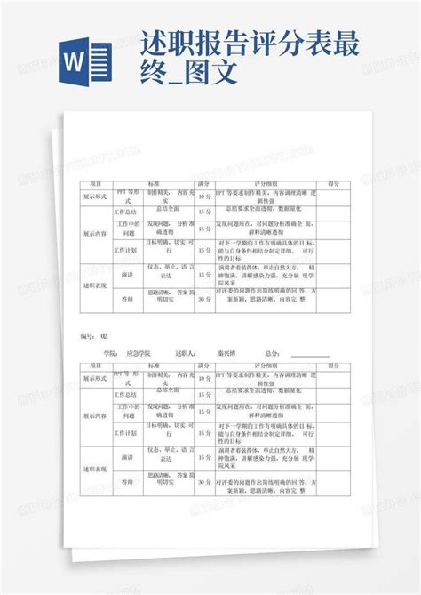 述职报告评分表最终 图文word模板下载 编号lwapoago 熊猫办公