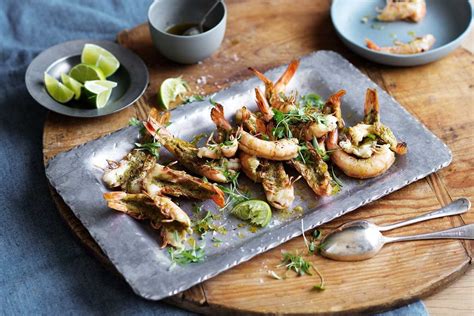 King Prawns With Coriander And Chilli Butter Recipes Au