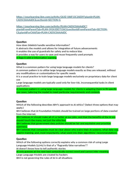 Ibm Consulting Generative Ai Foundation Quiz Pdf Artificial Intelligence Intelligence Ai