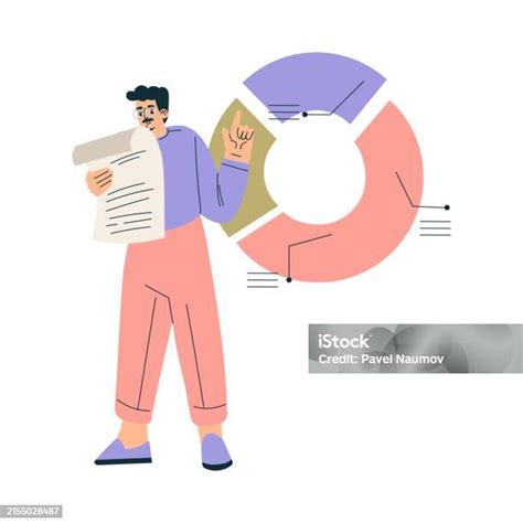 사업 개념 와 남자 문자 에 거대한 파이 차트 분석하다 데이터 벡터 일러스트 개념에 대한 스톡 벡터 아트 및 기타 이미지 Istock