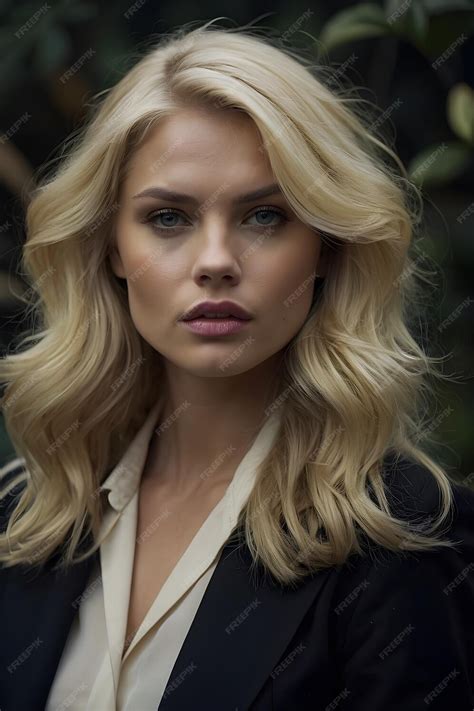 Realistic Blonde Girl Model Posing With Elegance Premium Ai Generated