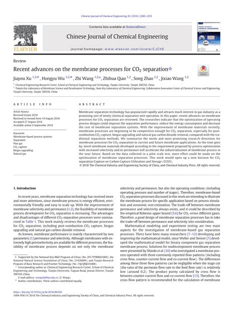 Pdf Recent Advances On Membrane Based Gas Separation Processes For