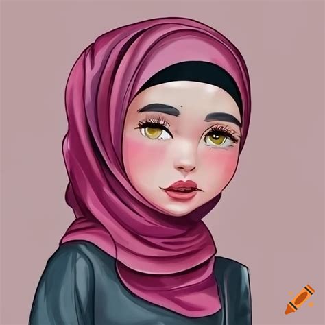 Cartoon Drawing Of A Girl In Hijab On Craiyon