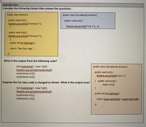 Solved Exercise One Consider The Following Classes Then Chegg