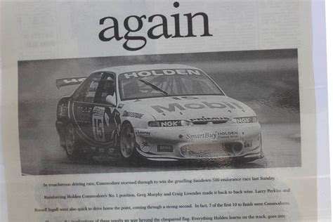 Craig Lowndes And Greg Murphy Signed Laminated News Paper Page Bob Jane
