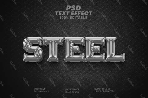 Steel Metallic Works Chrome 3d Text Effect Free Photoshop Psd File