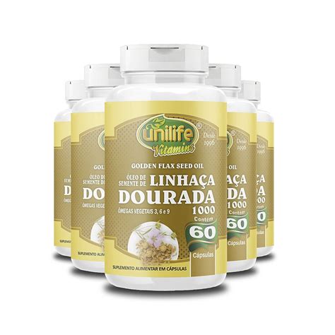 Kit Óleo de semente de linhaça dourada mg Unilife cápsulas Edin