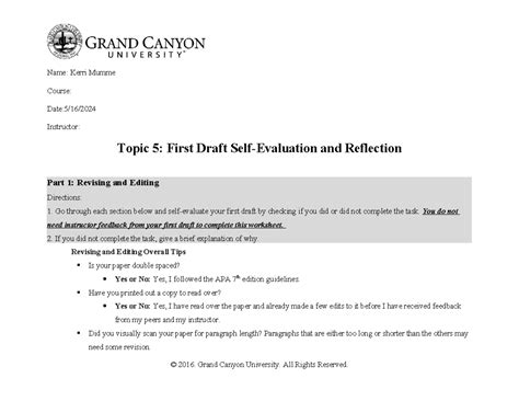 Unv 104 Rs T5 First Draft Self Evaluationand Reflection Name Kerri