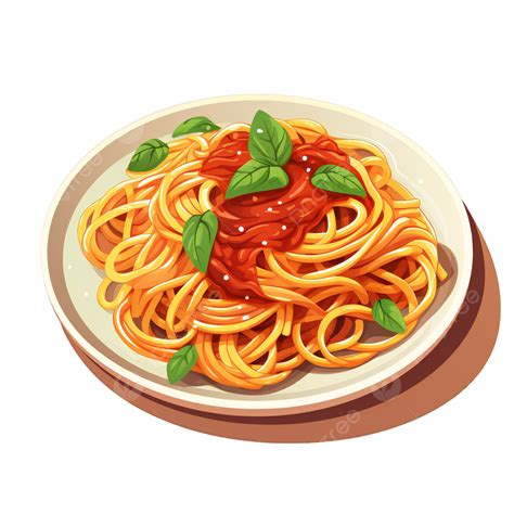 Illustration Cartoon Spaghetti Bolognese Delicious Food Dining