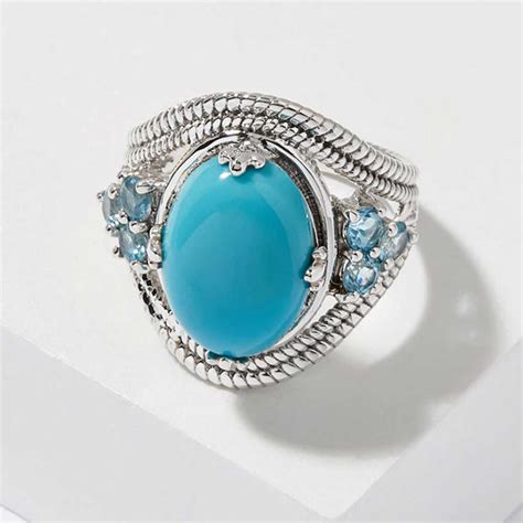 Sleeping Beauty Turquoise And Blue Topaz Ring Himalayan Gems