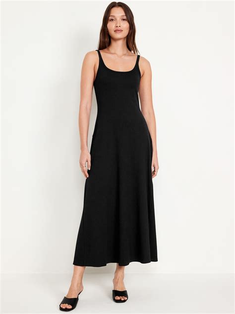 Fit And Flare Rib Knit Maxi Dress Old Navy
